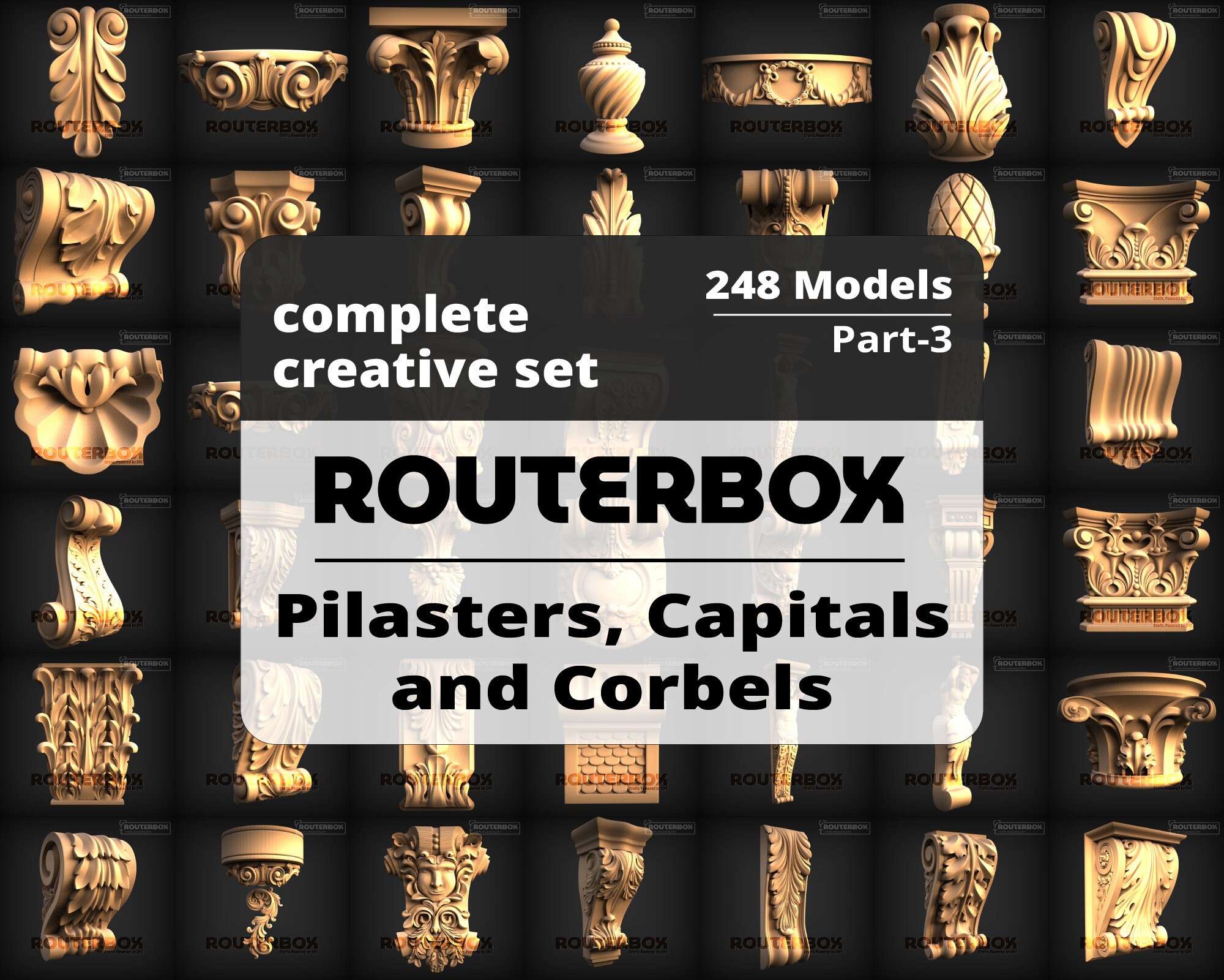Pilasters, Capitals and Corbels 248 Pieces 3D STL Models for CNC Router ...