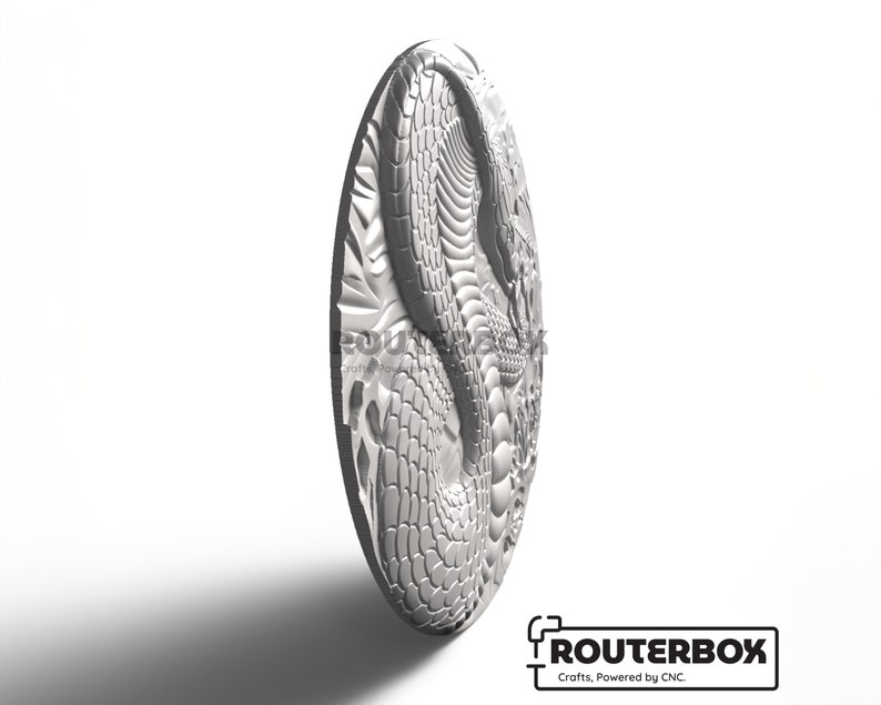 Cobra Snake on Plate Relief STL Model for CNC Router and Woodworking Ideal for Artistic Carving ...
