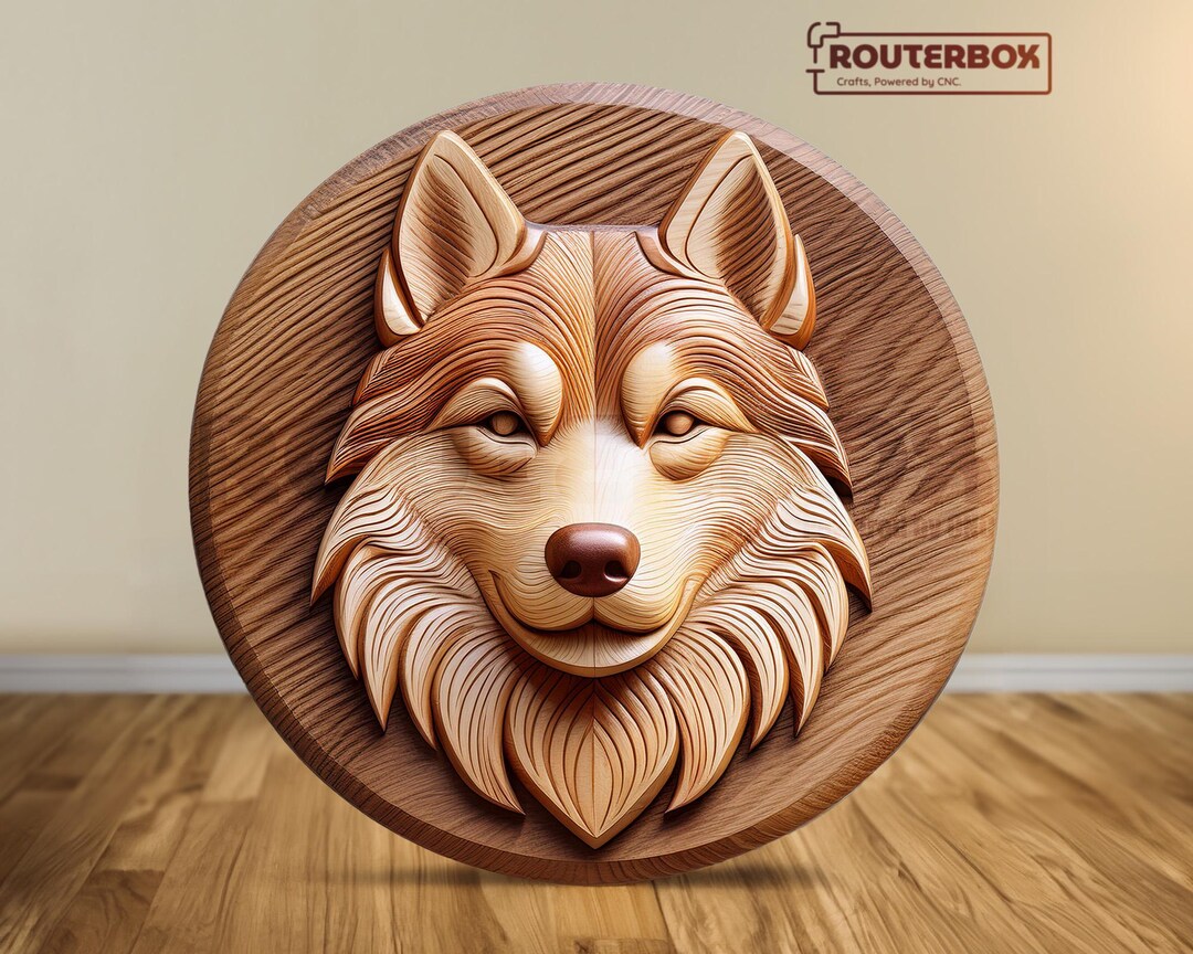 Siberian Husky Dog Realistic STL Model for 3D Print, Suitable for Wood ...