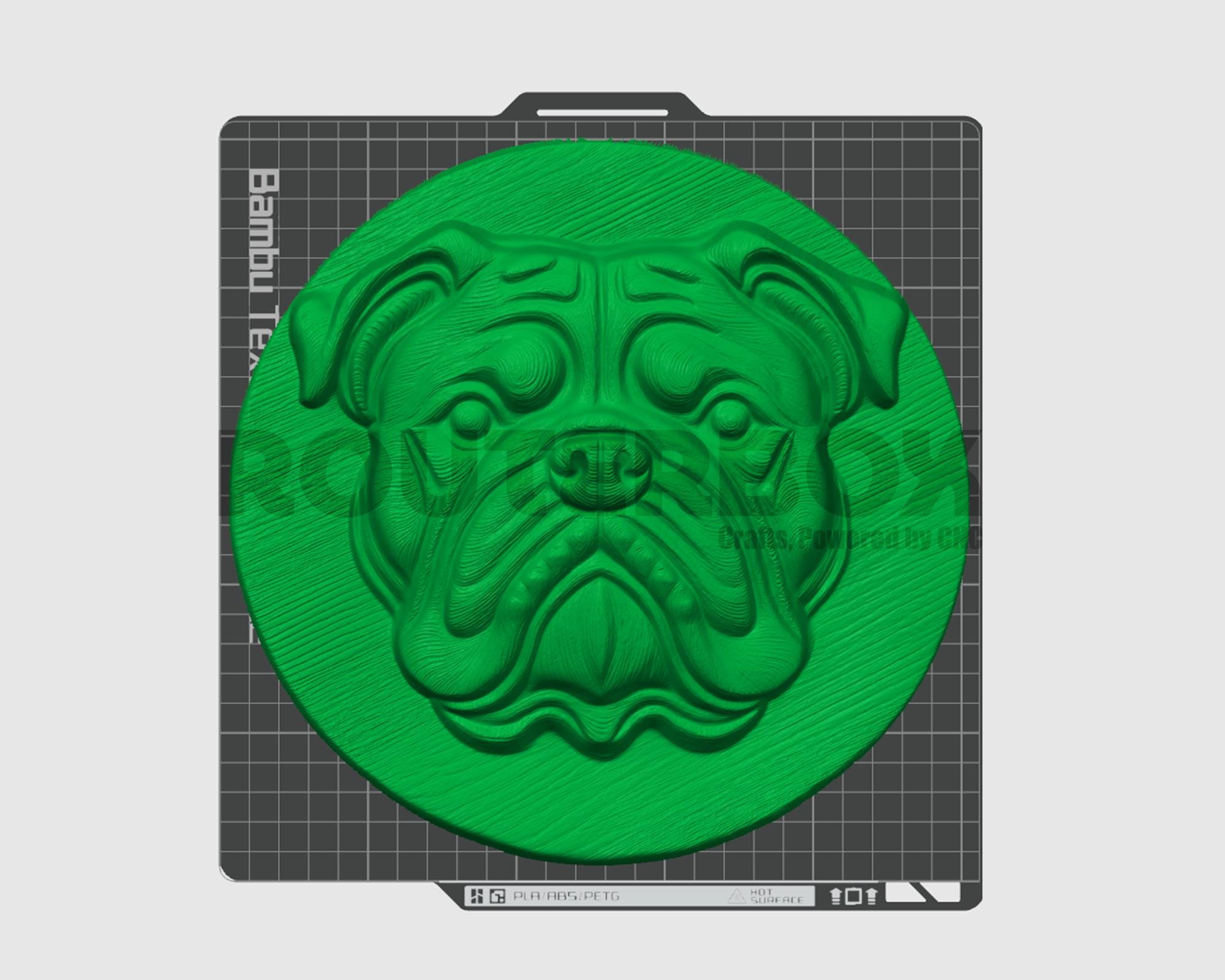 English Bulldog Dog 3D STL File for CNC Routers, Great for Wood Carving ...