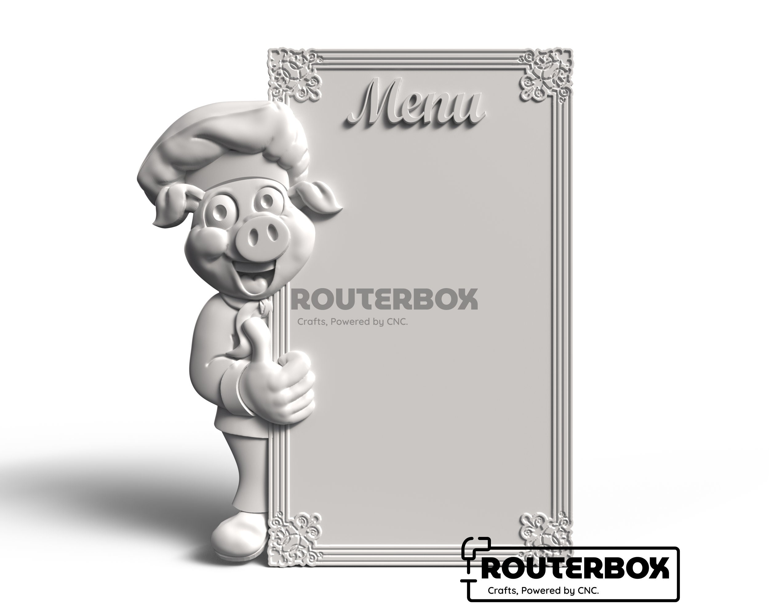 Cute Pig Holding Wooden Menu Board: Decorative Restaurant Menu Display ...