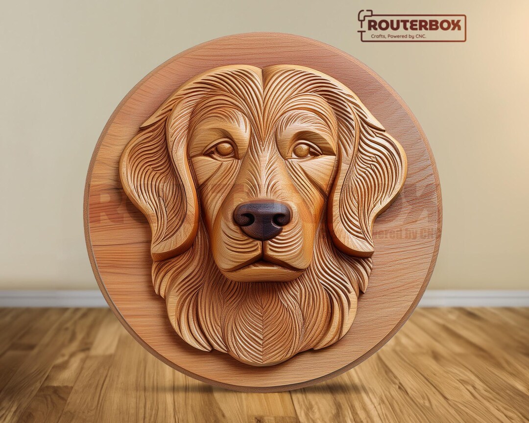 Golden Retriever Dog STL Model for 3D Print, Perfect for Wood Carving ...