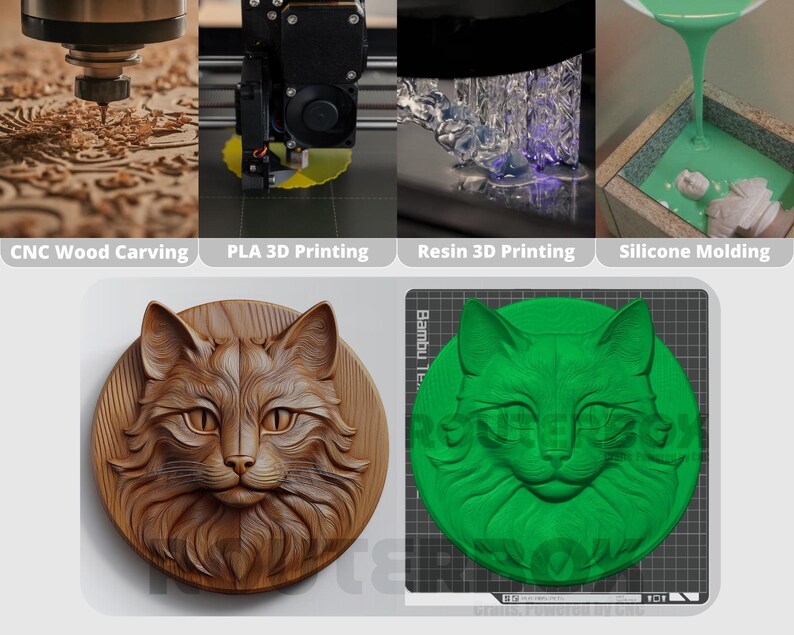 Stylish Cat 3D STL for CNC Router, Wood Carving, Resin Printing, 3D ...