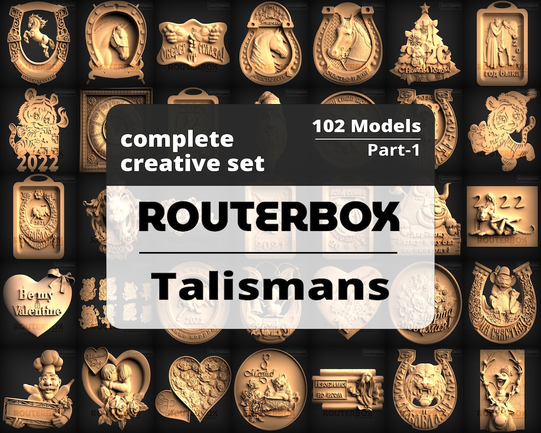 Talismans 102 Pieces 3D STL Models for CNC Router and Woodworking. Easy ...