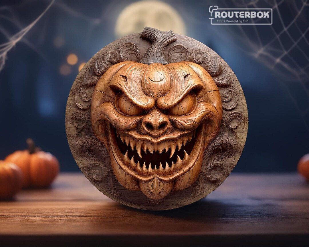 Sprightly Pumpkin STL: CNC Wood Carving, 3D Print, Halloween Decor ...