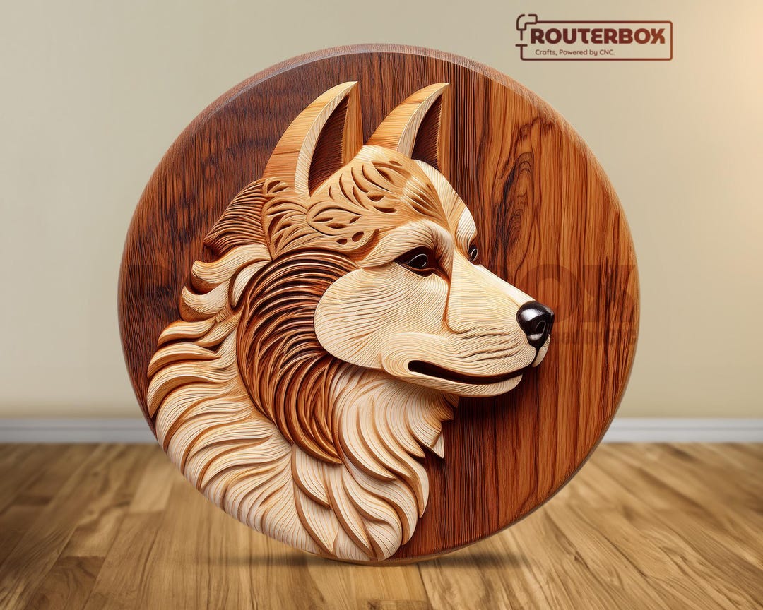 Akita Dog 3D STL File for CNC Routers, Wood Carving, CNC Router, 3D ...