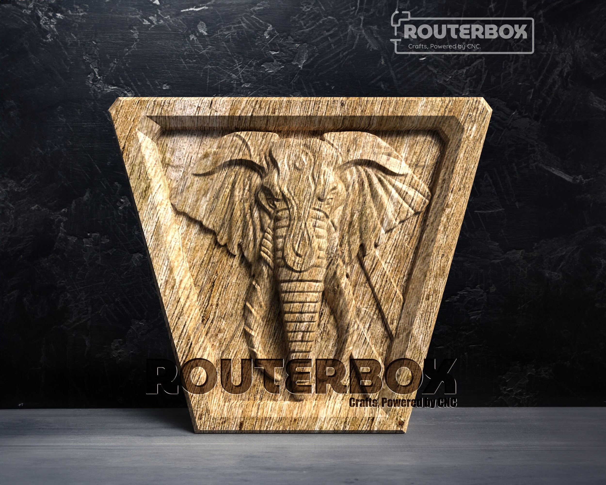 Horned Elephant Head Relief STL Model for CNC Router and Woodworking ...