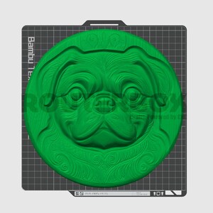 Pug Dog 3D STL File for CNC Routers, Great for Wood Carving, Resin ...