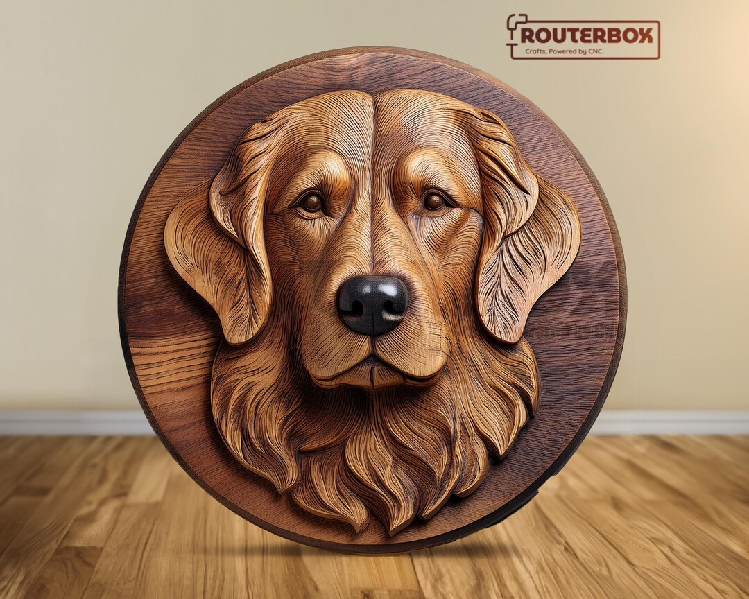 Golden Retriever 3D STL Model: CNC Router, Wood Carving, Resin Printing ...