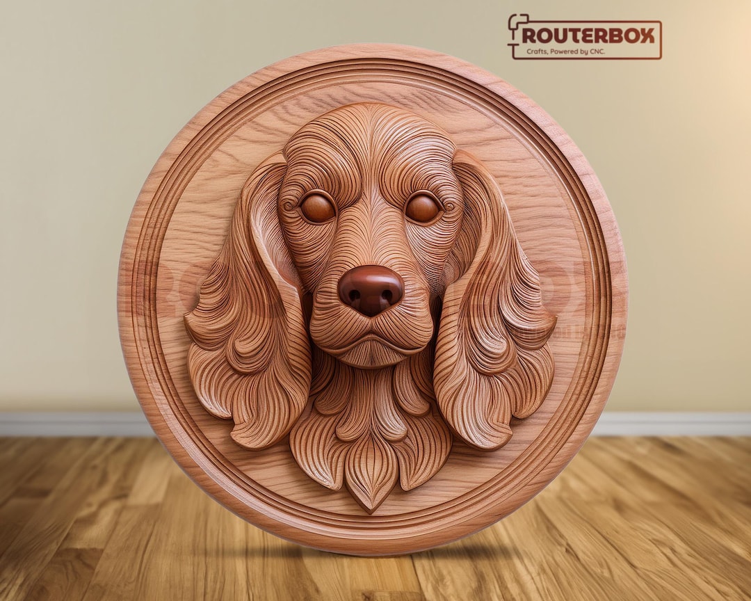 Cocker Spaniel Dog 3D STL File for CNC Routers, Great for Wood Carving ...