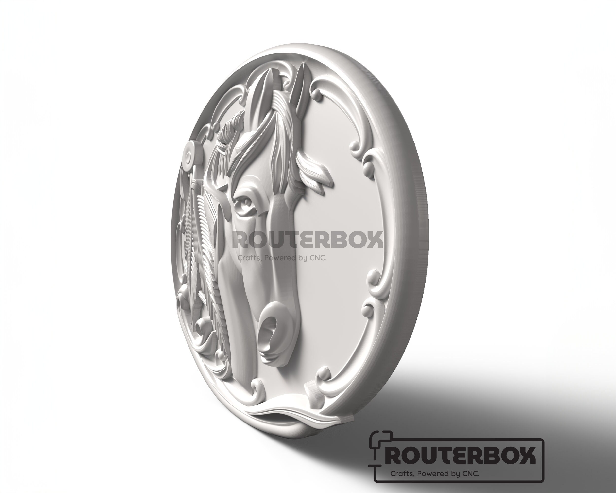 Detailed Horse Head on Plate Relief STL Model for CNC Router and ...