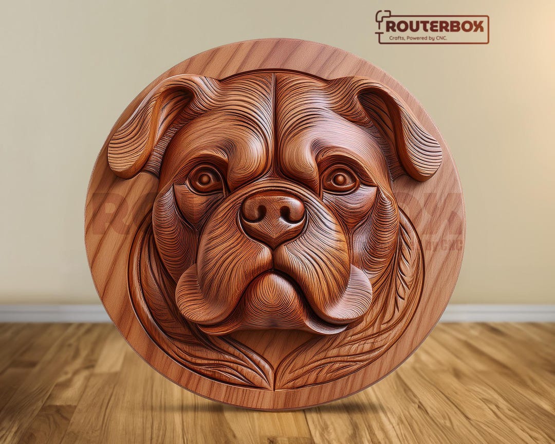 English Bulldog 3D STL Model: CNC Router & Wood Carving (digital ...
