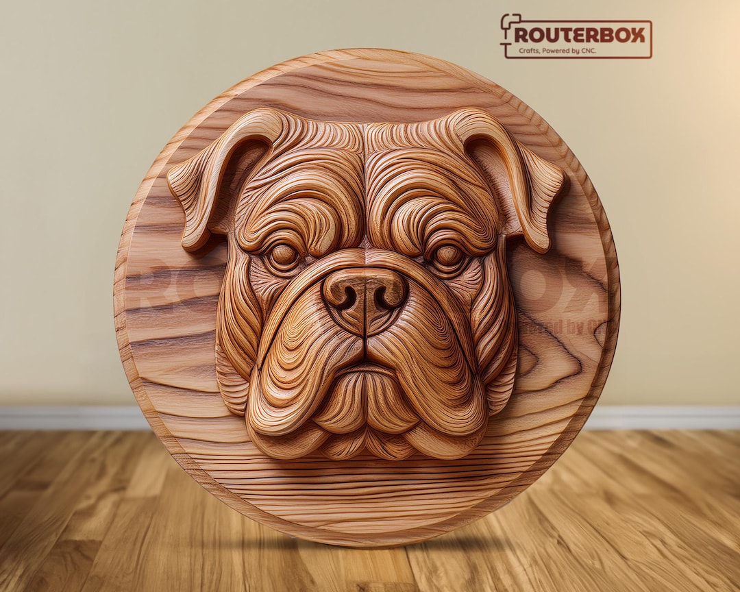 English Bulldog Dog 3D STL File, Perfect for Wood Carving, Resin Print ...