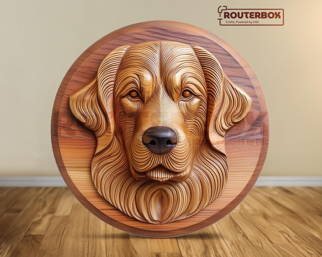 Golden Retriever Dog 3D STL File for CNC Routers, Ideal for Wood ...