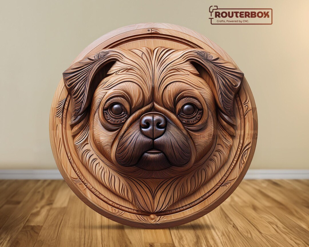Charming Pug Dog 3D Print Ready STL, Great for CNC Cutting, Wood ...