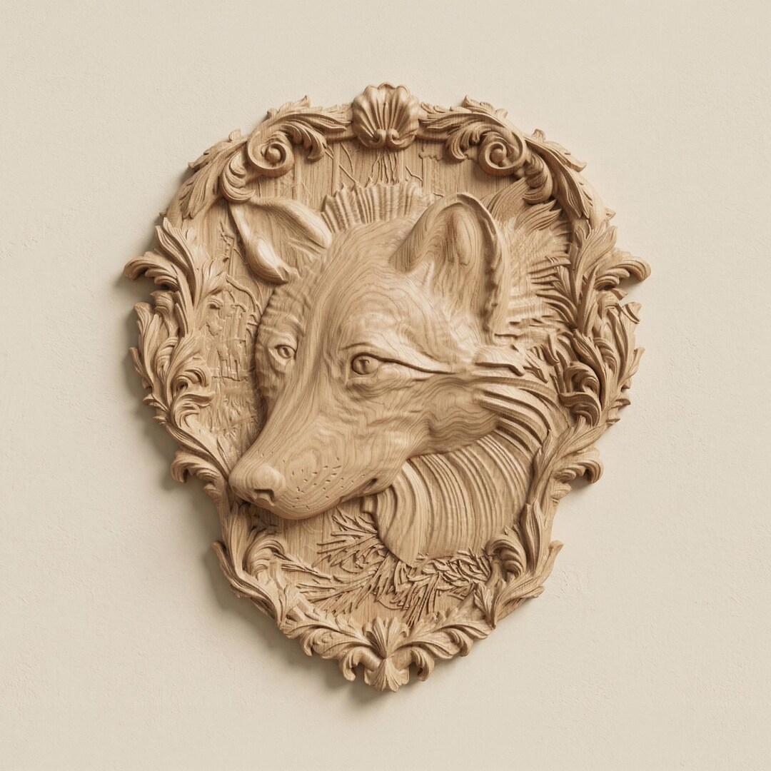 Wolf Head Relief STL for CNC Router Wood Carving, Rustic Wall Art ...