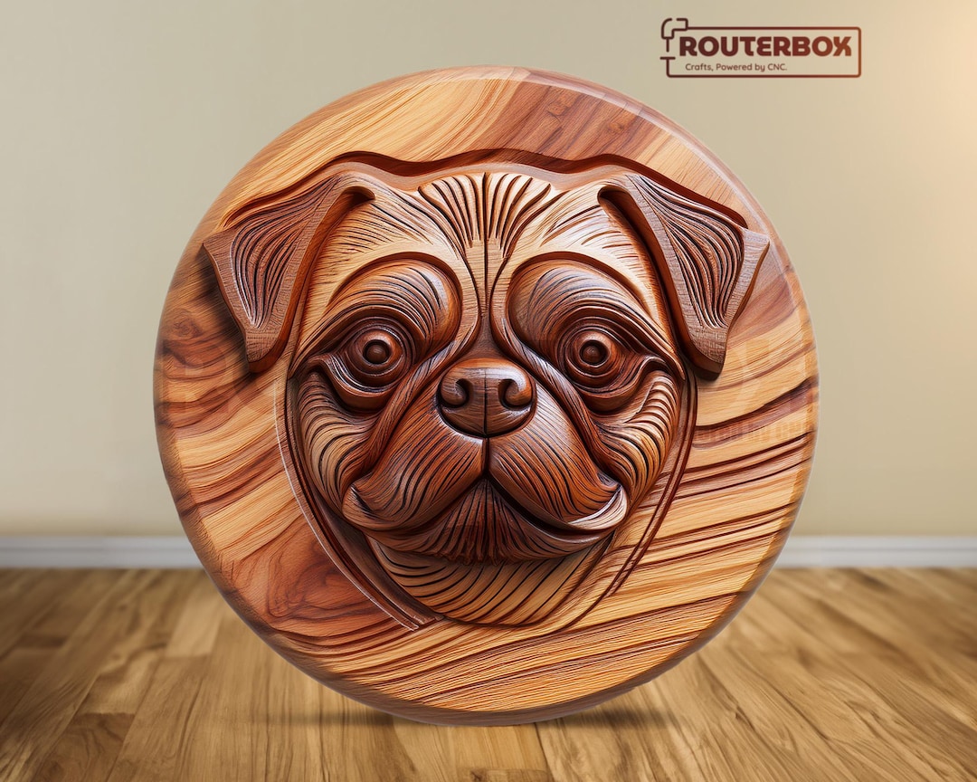 Pug Dog Realistic STL Model for 3D Print, Suitable for Wood Carving and ...
