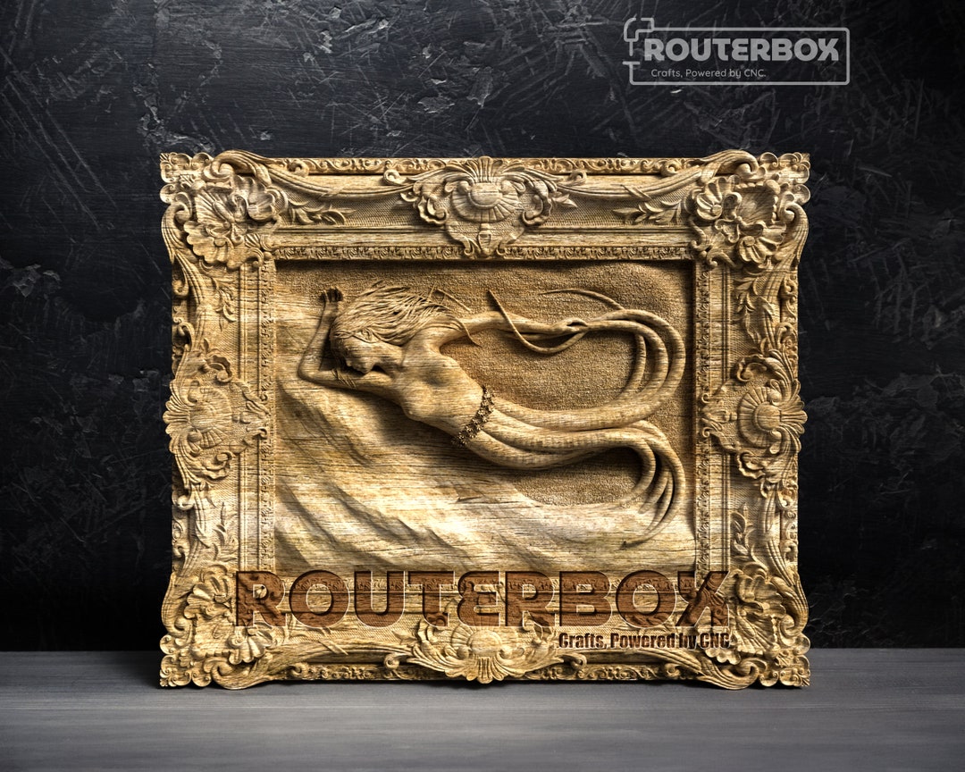 Mermaid Portrait Relief STL Model: CNC Router Engraving (digital ...