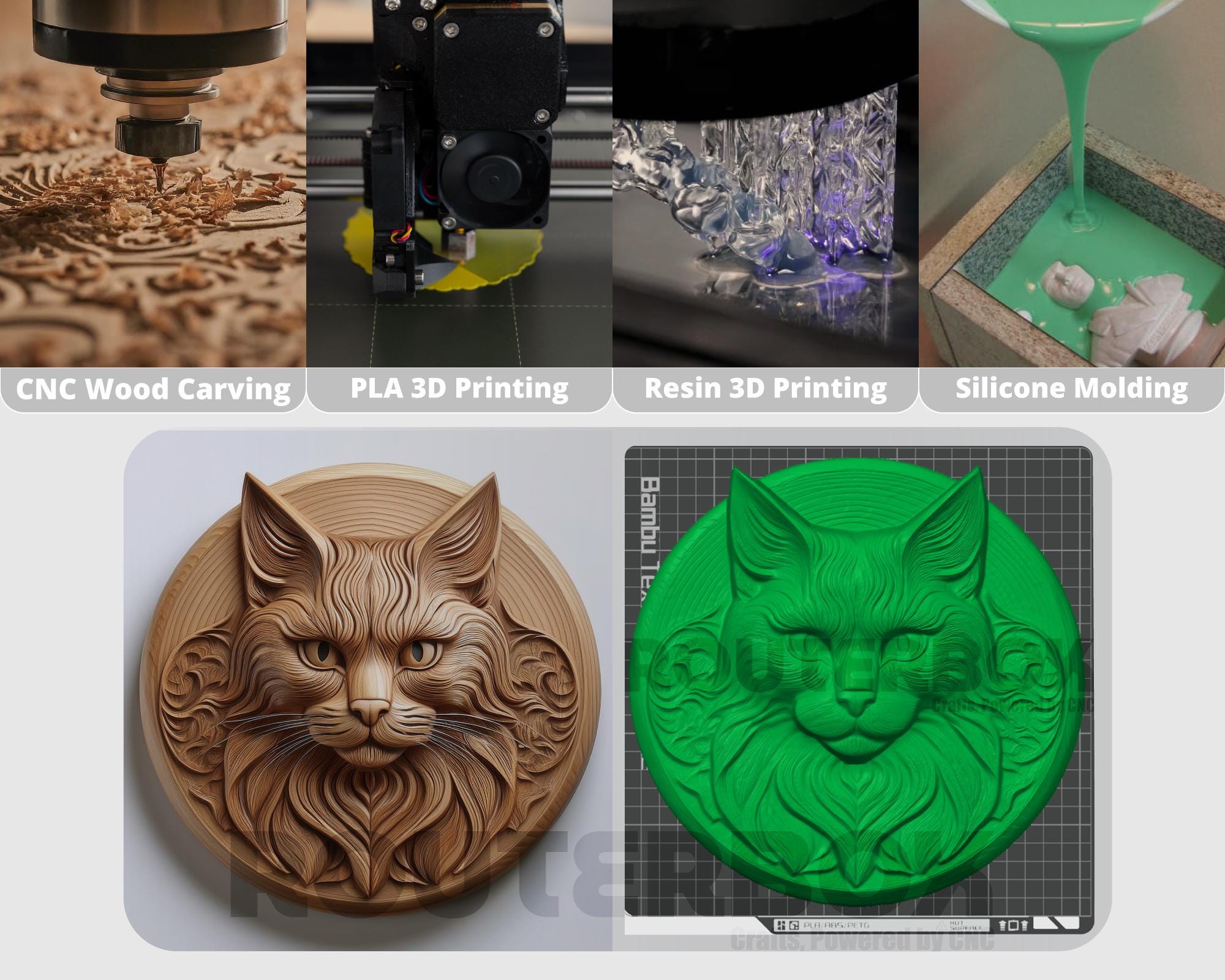 Cat 3D STL Model: CNC Woodwork, Resin Crafting (digital Download) - Etsy