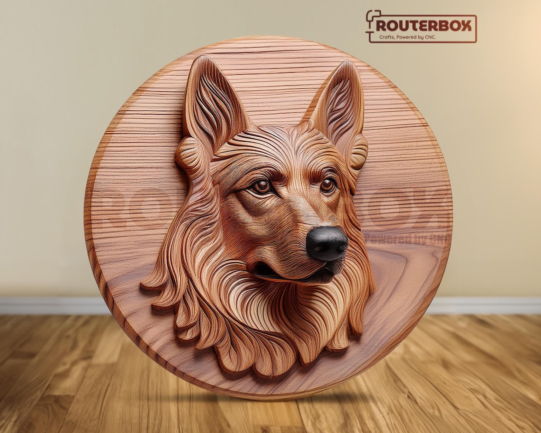 German Shepherd Dog STL for CNC Router, Ideal for Wood Carving, Resin ...