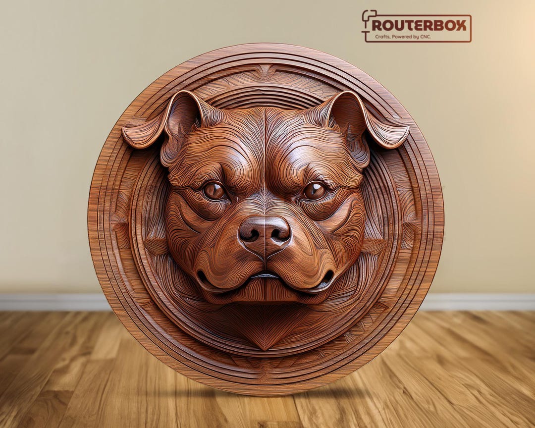 Pitbull Dog 3D STL File for CNC Routers, Ideal for Wood Carving, Resin ...