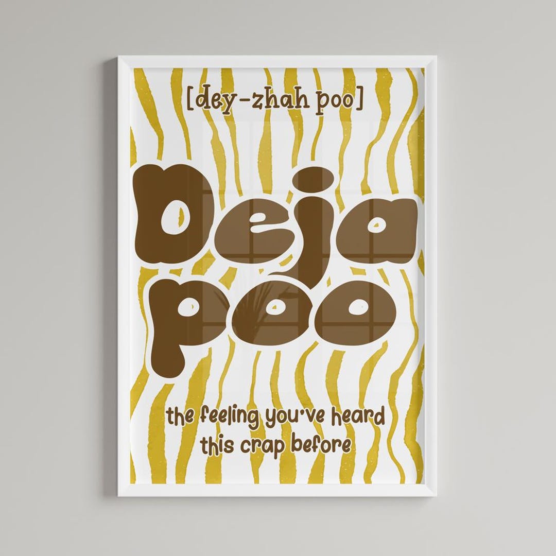 Funny Definition Wall Art - "deja Poo" Retro Poster - Humorous Bathroom ...