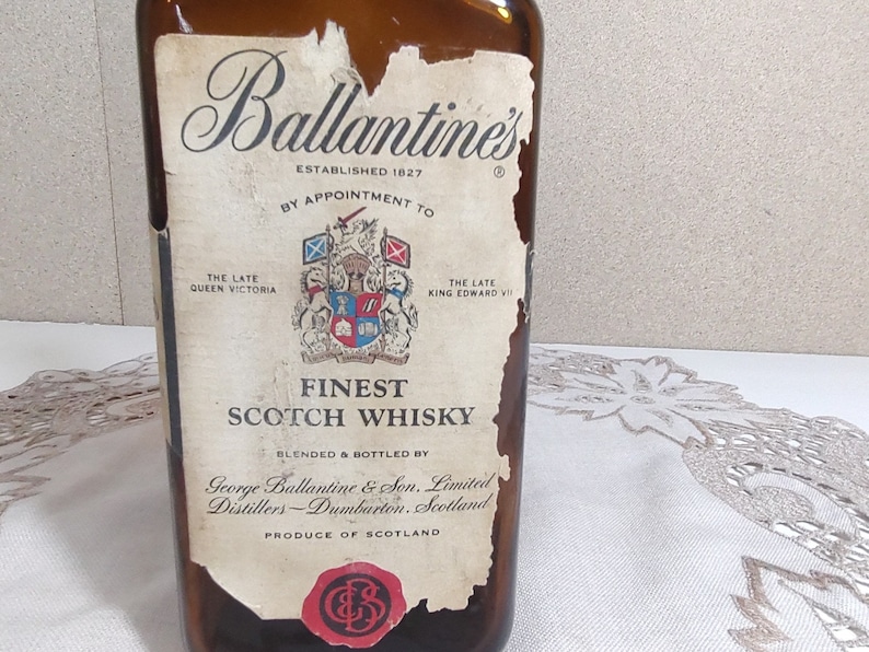 Vintage Glass Bottle Bottle by Scotch Whiskey Ballantine's Retro Glass ...