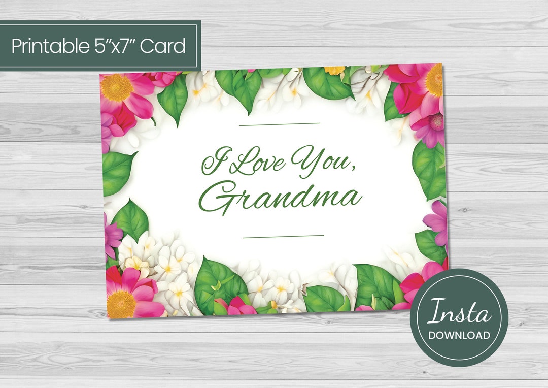 I Love You Grandma Card, Printable Mother's Day Card Grandma, Nanny ...