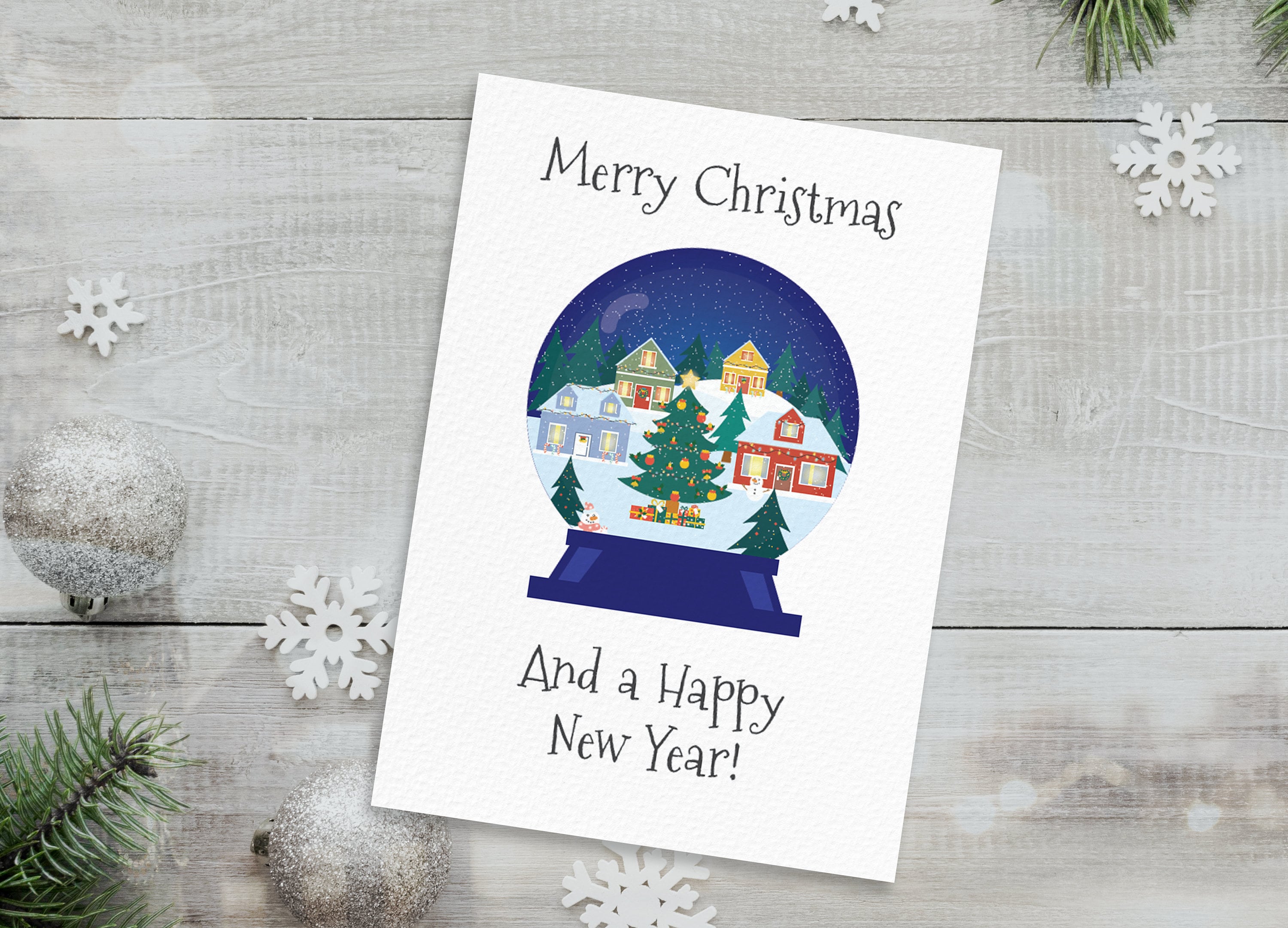 Merry Christmas Snowglobe Card Christmas Card Snowglobe - Etsy