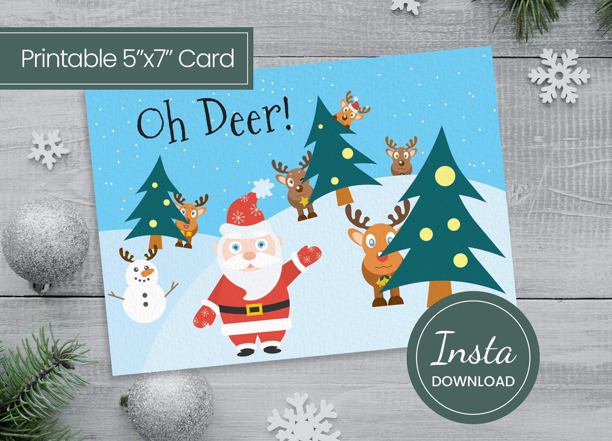 Oh Deer Christmas Card, Funny Christmas Card, Deer Christmas Card ...