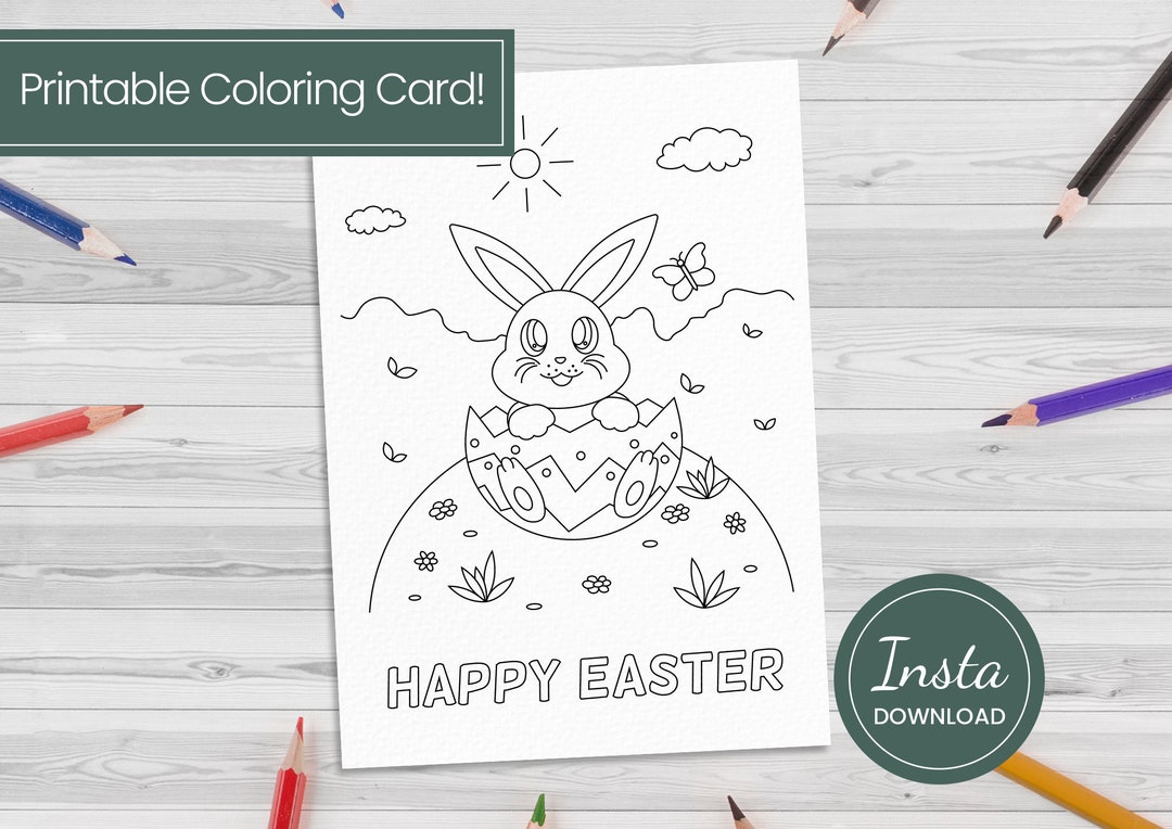 Printable Coloring Card, Coloring Card Easter, Easter Activity for Kid ...
