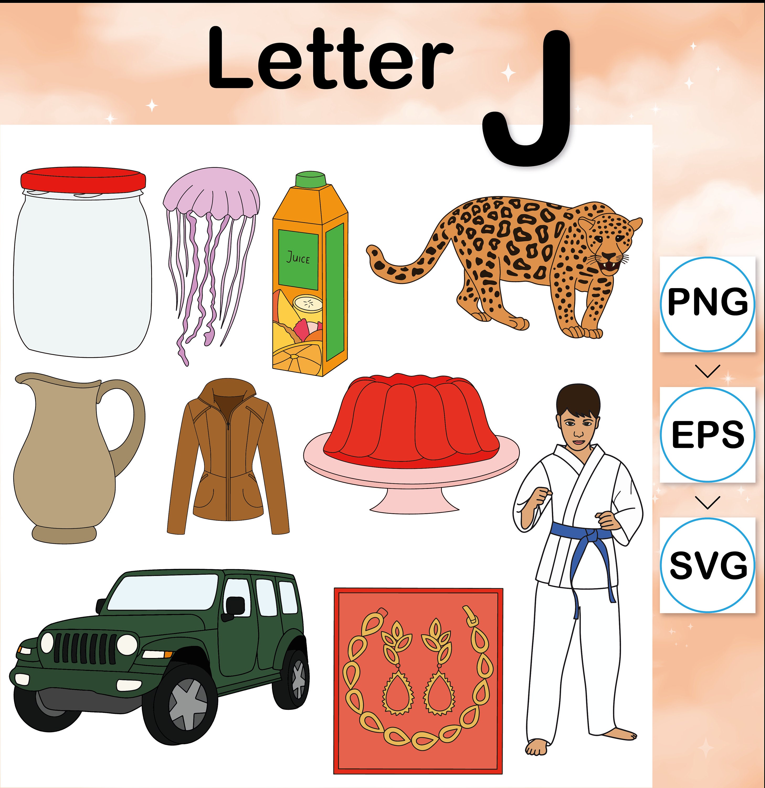 Alphabet Cliparts Letter J Vector EPS SVG PNG - Etsy