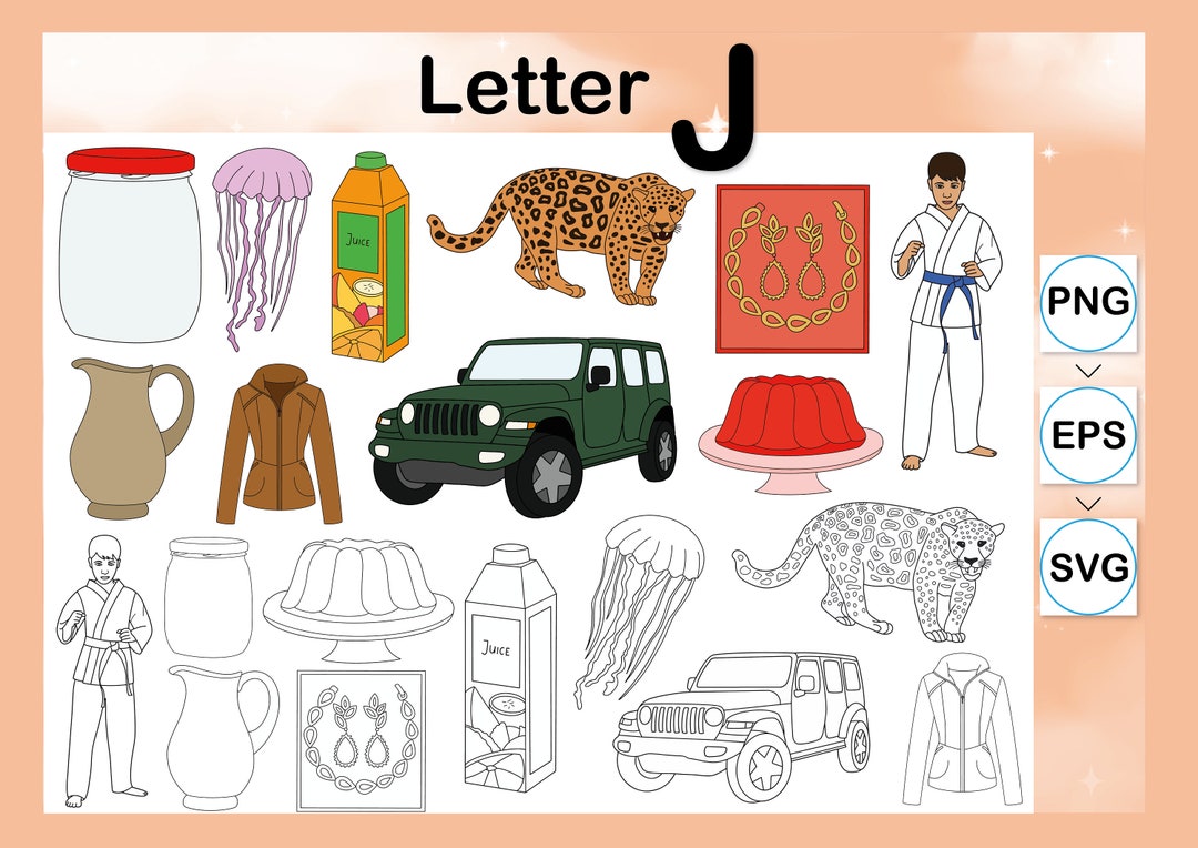 Alphabet Cliparts Letter J Vector EPS SVG PNG - Etsy