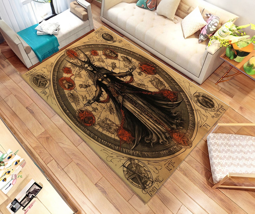 Anicet Rug, Mythology Rug, Witches Rug, Dargons Rug, Medival Themed Rug ...