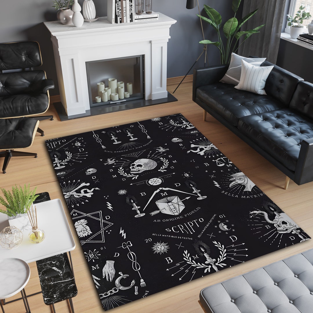 Occult Rug: Pentagram, Skull, & Dark Art Design - Etsy