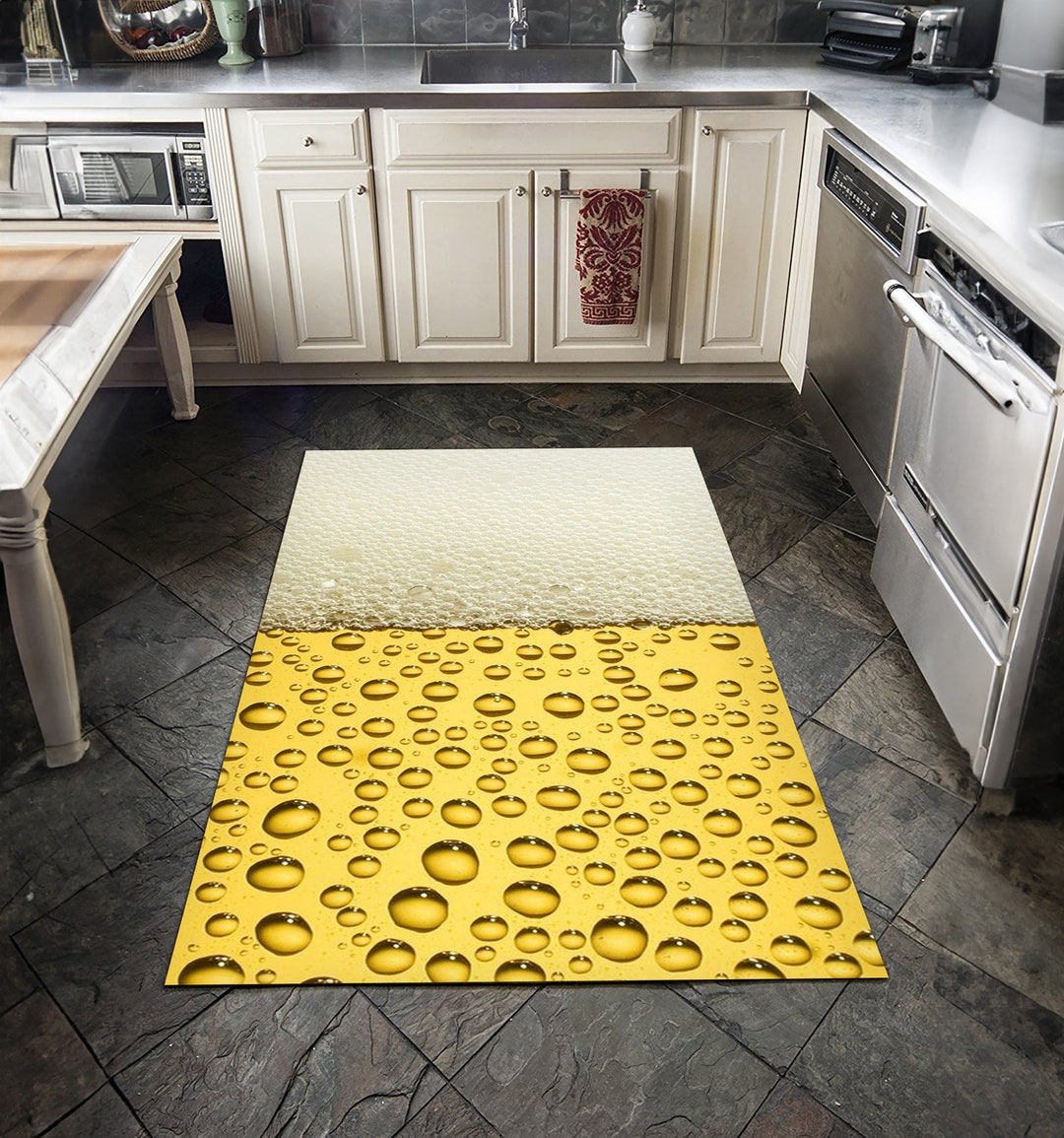 Beer Design Rug, Beer Drink Themed, Alcohol Decor Rug, Kitchen Decor ...