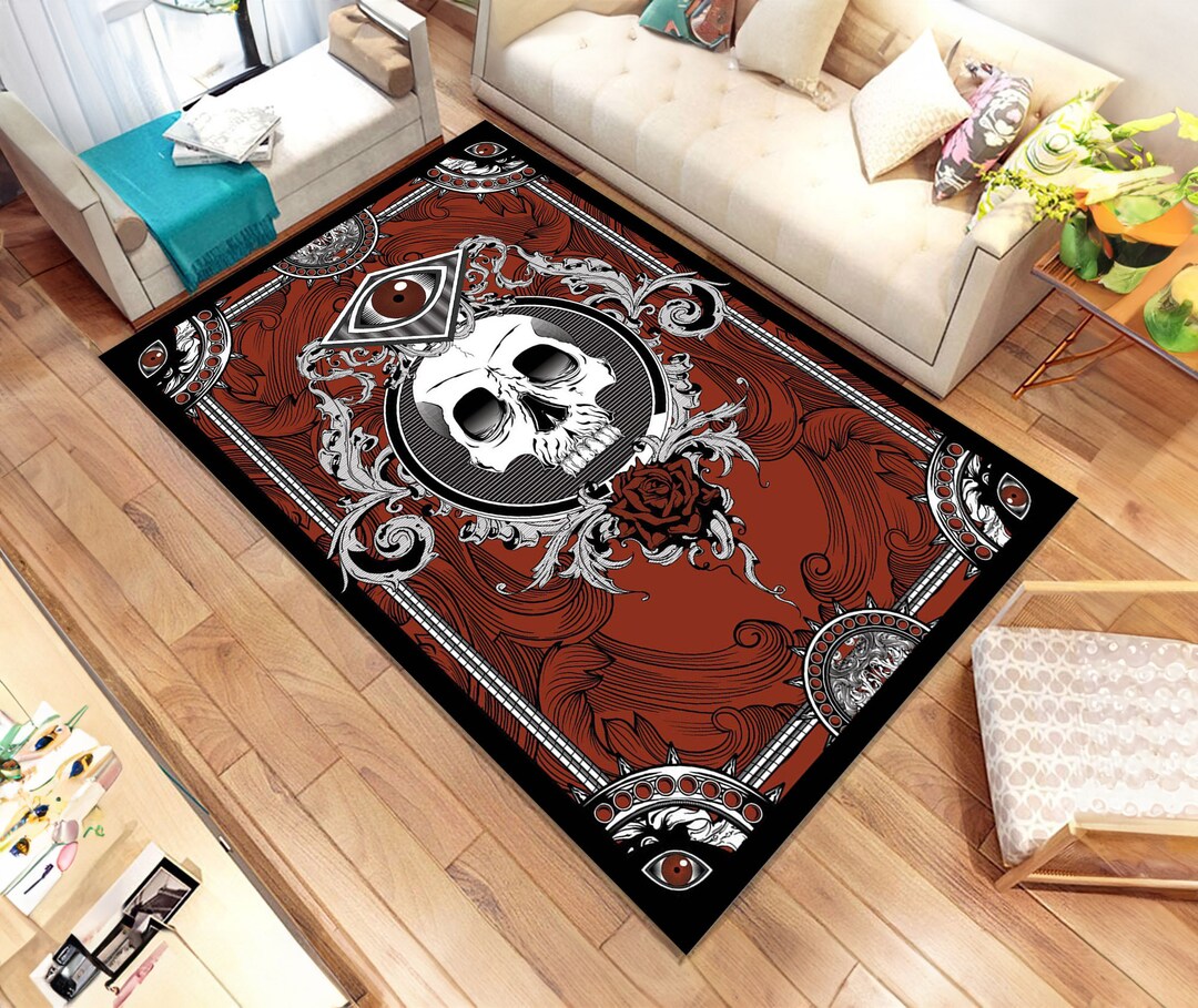 Skull Tattoo Rug: Red Gothic Home Decor - Etsy