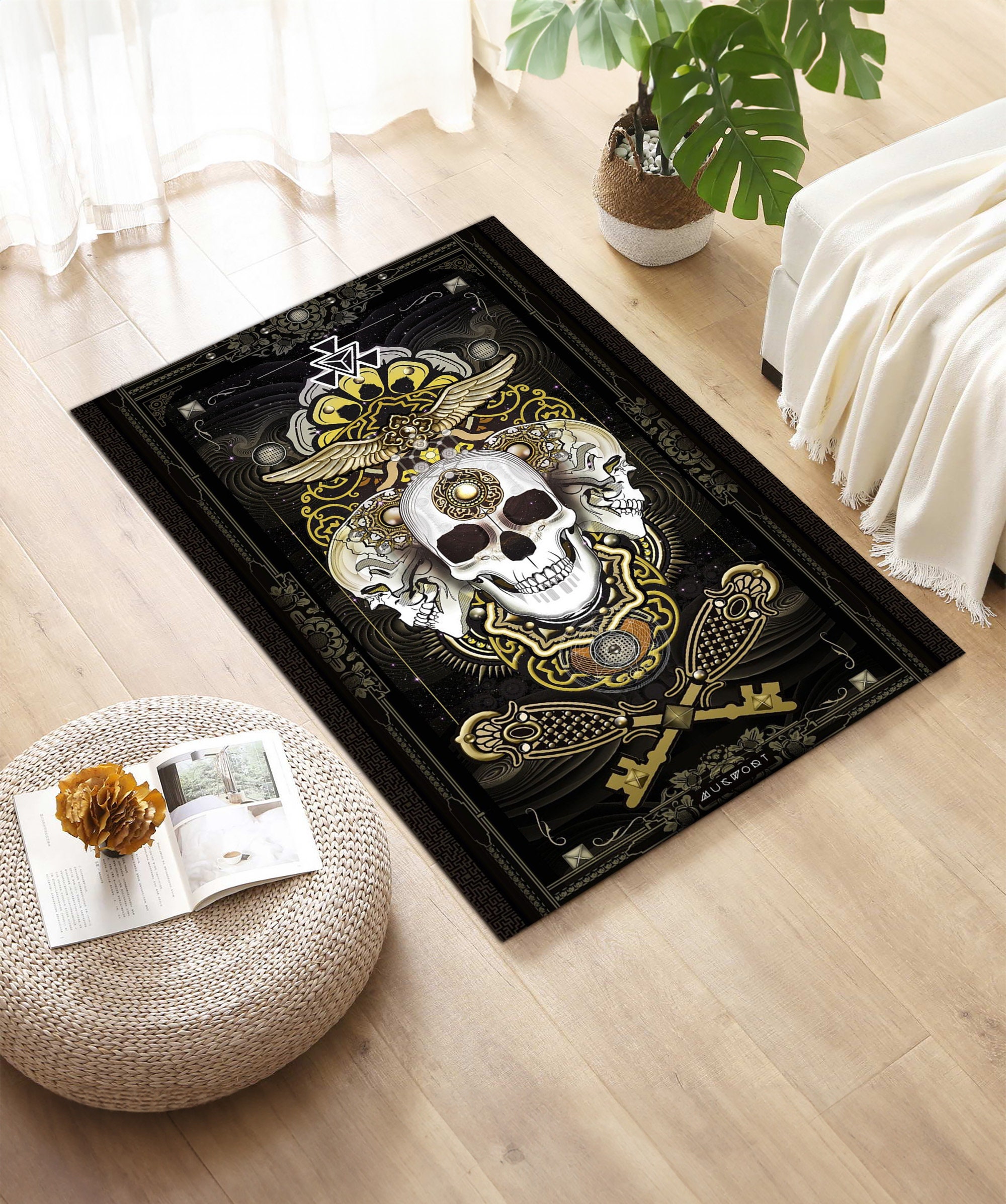Skull Rug Skulls Tattoo Rug Black Rug Design Popular Rug - Etsy