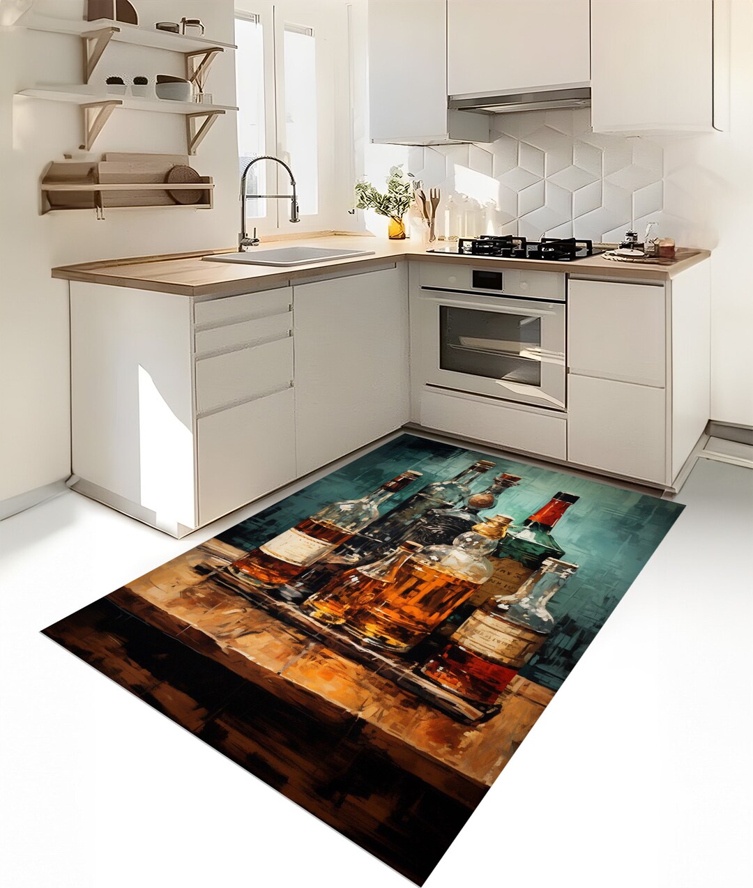 Wine Rug, Whiskey Design Rug, Beer Drink Themed, Alcohol Decor Rug ...