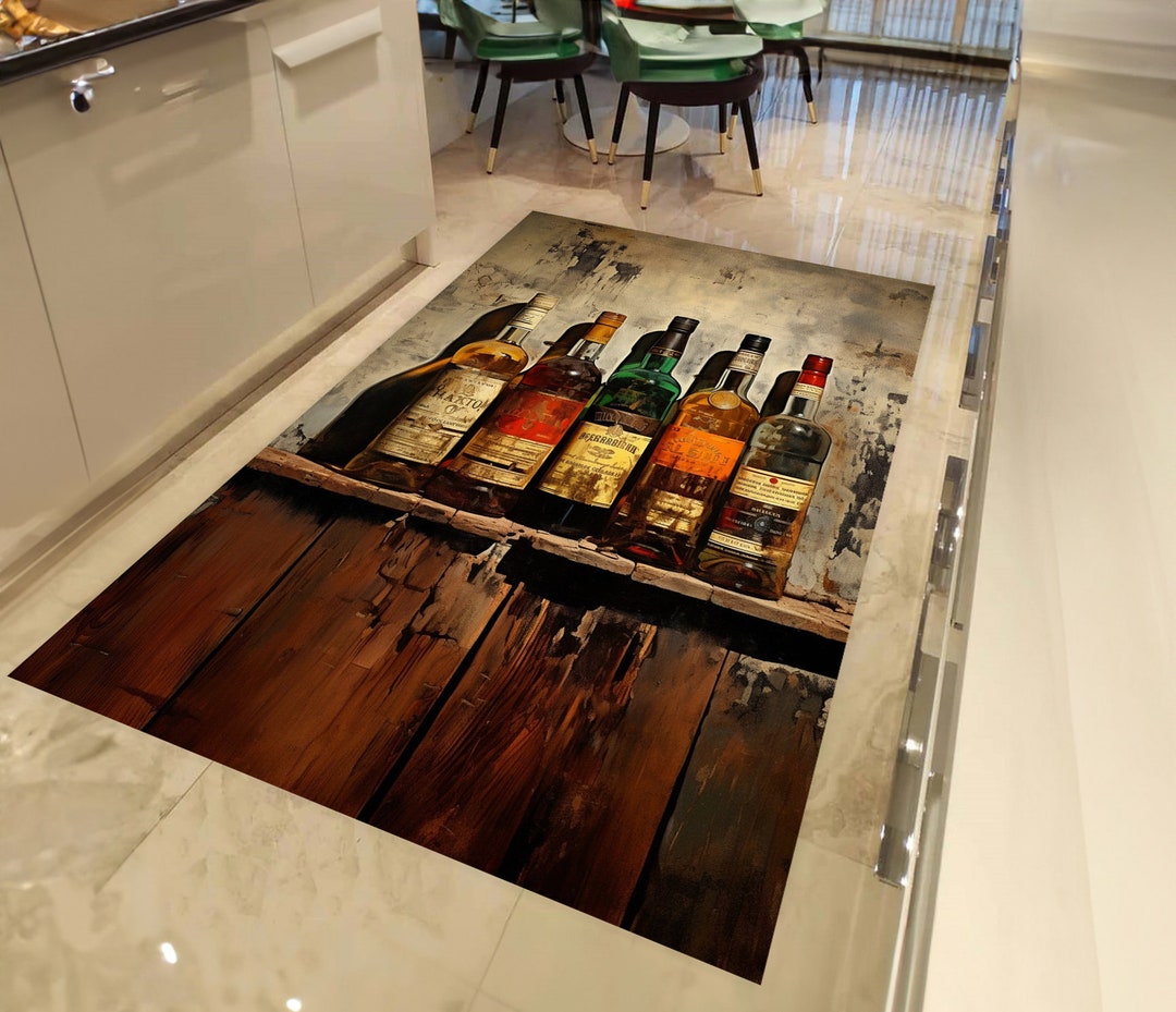 Wine Rug, Whiskey Design Rug, Beer Drink Themed, Alcohol Decor Rug ...