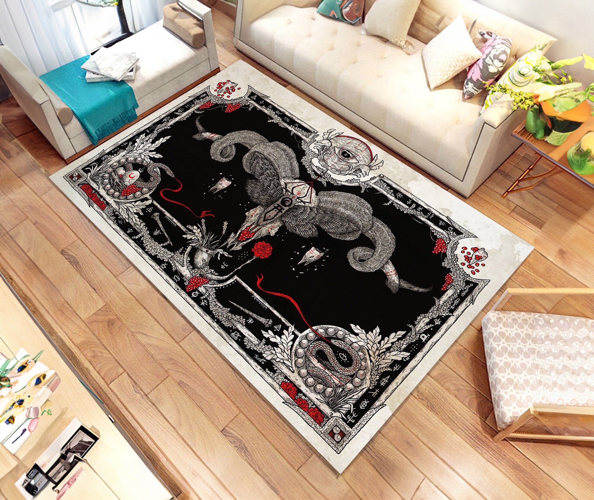 Horror Themed Rug, Satan Rug, Satanism Rug, Occult Art Rug, Gotic Rug ...