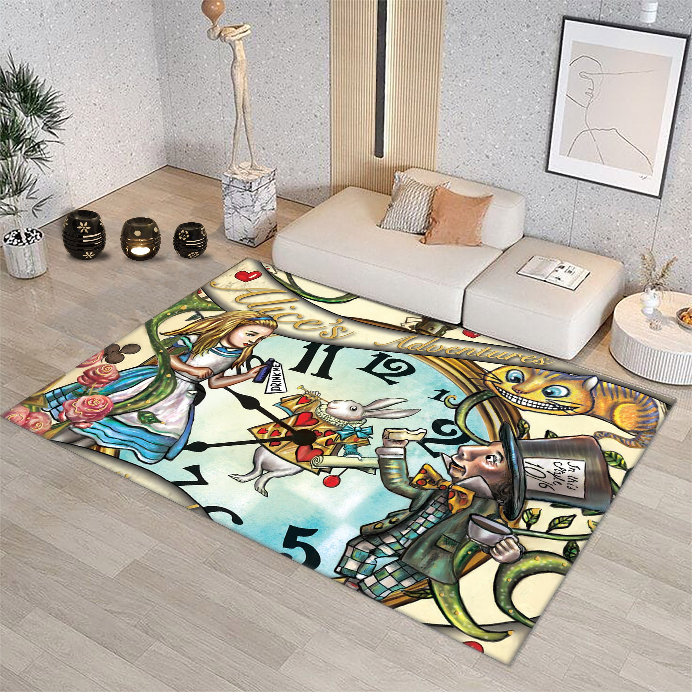 Alice in Wonderland, Alice Rug, White Rabbit Rug, Movies Rug,movie Room ...