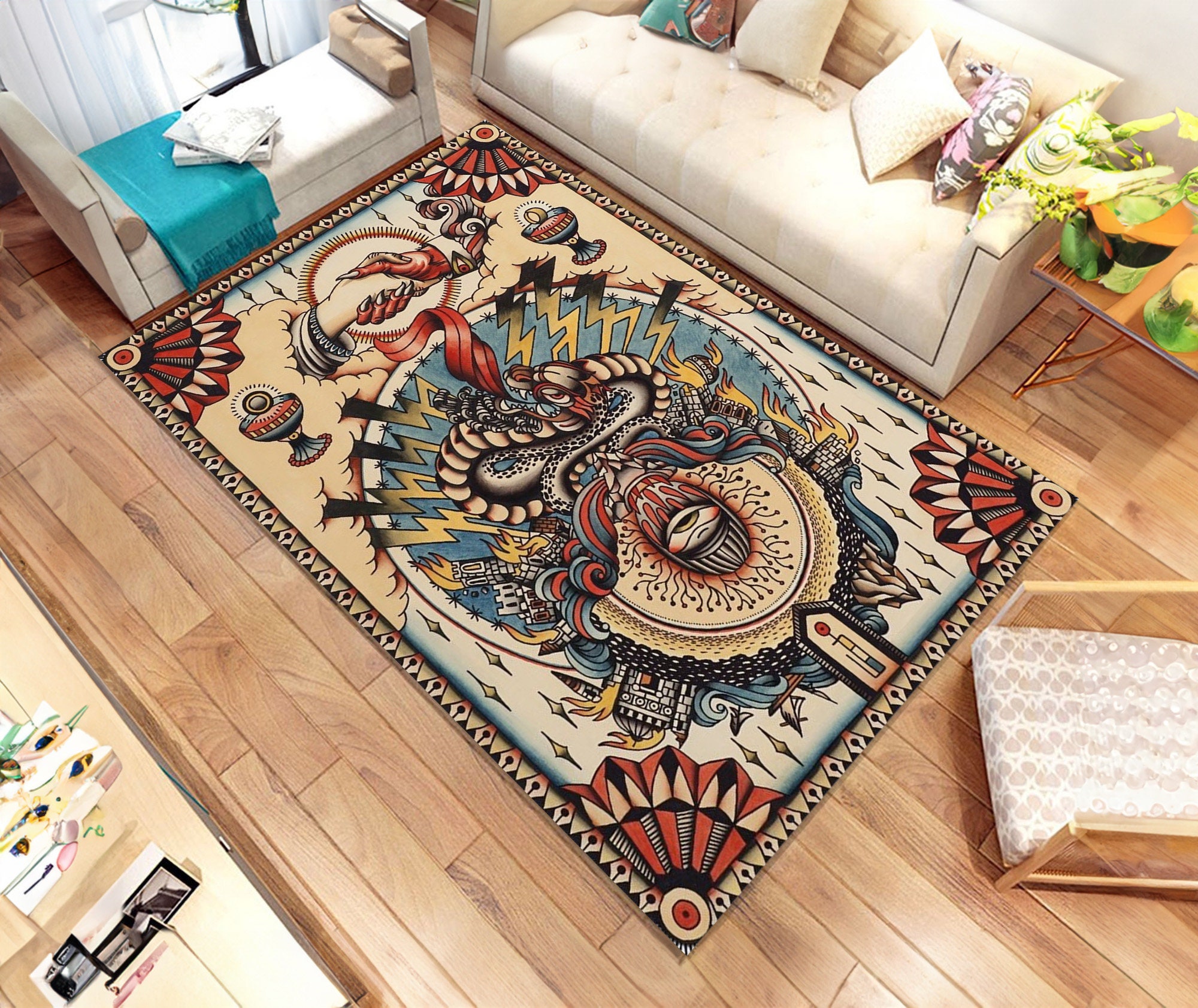 Tarot Card Rug, Witch Rug, Wizard Rug, Wiccan Rug, Colorful Rug, Custom ...