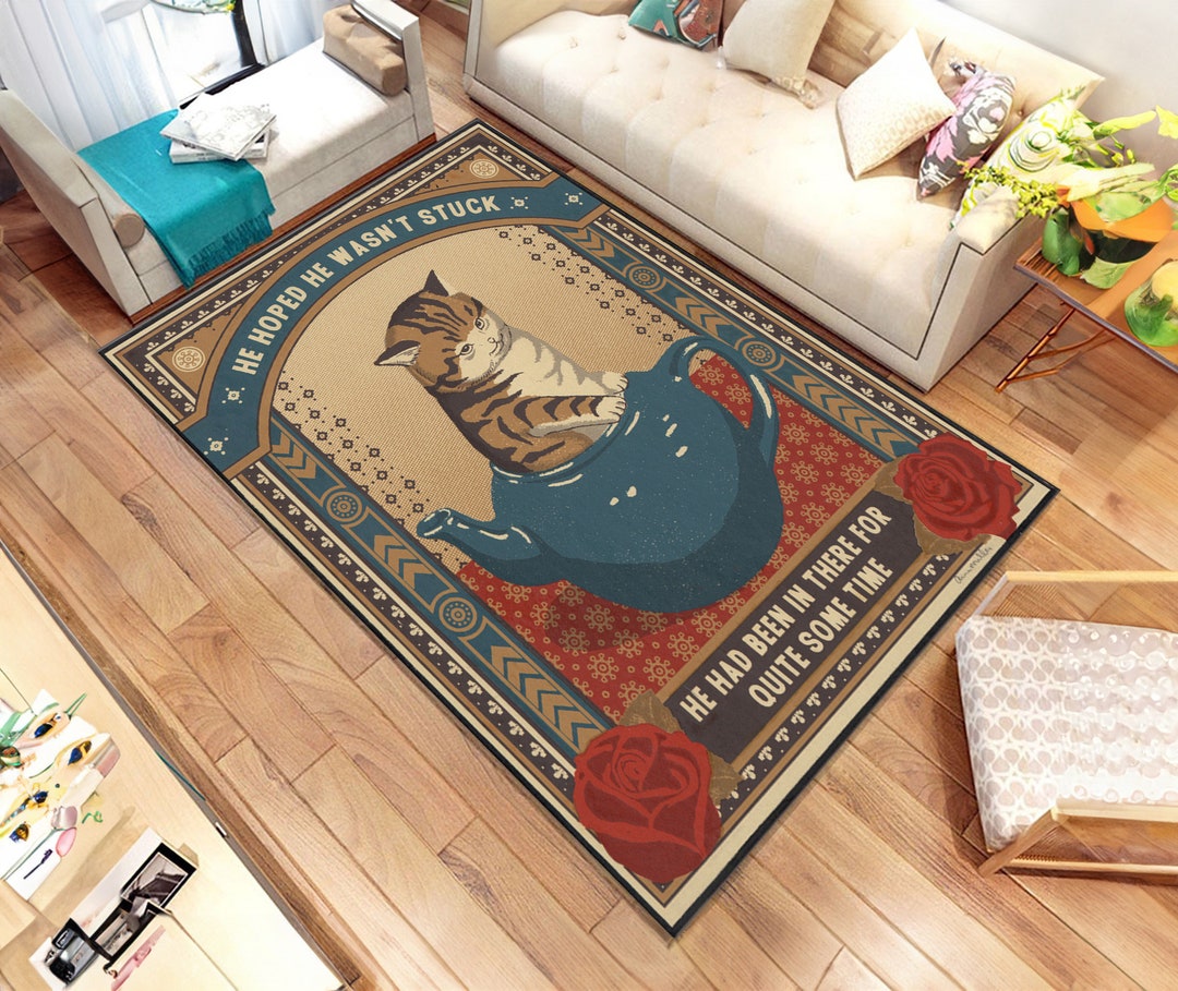 Cat Design Rug, Cat Posters Rug, Cute Cat Rug, Animal Themed Rug, Room ...