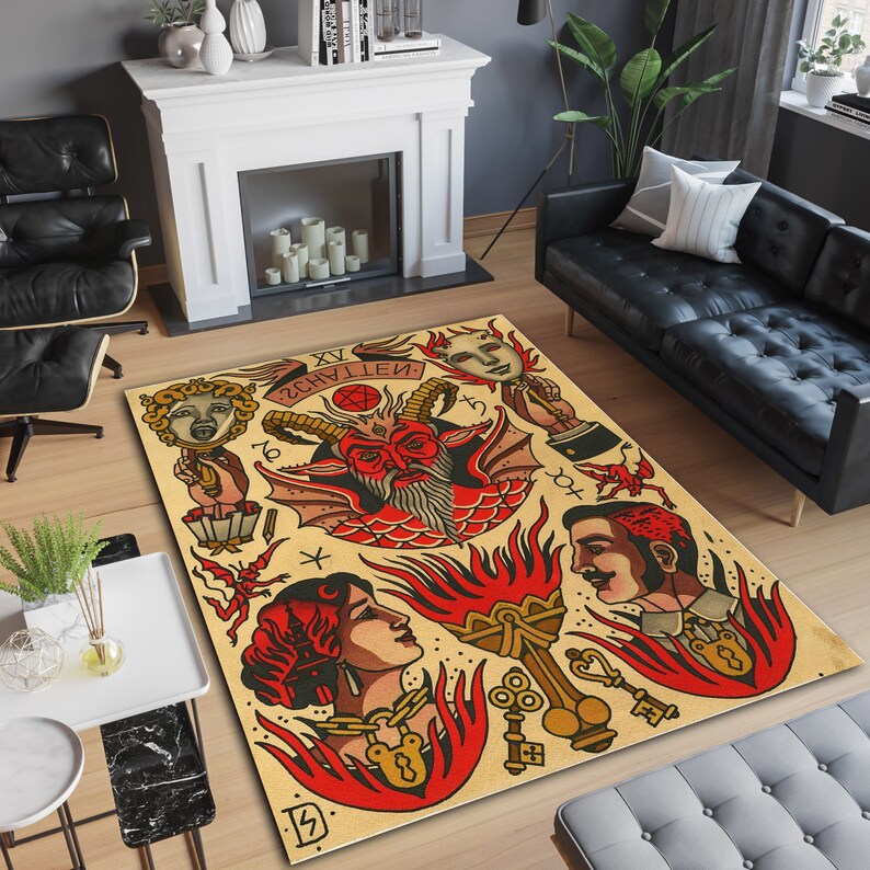 Old School Tattoo Rug: American Traditional Devil Design - Etsy