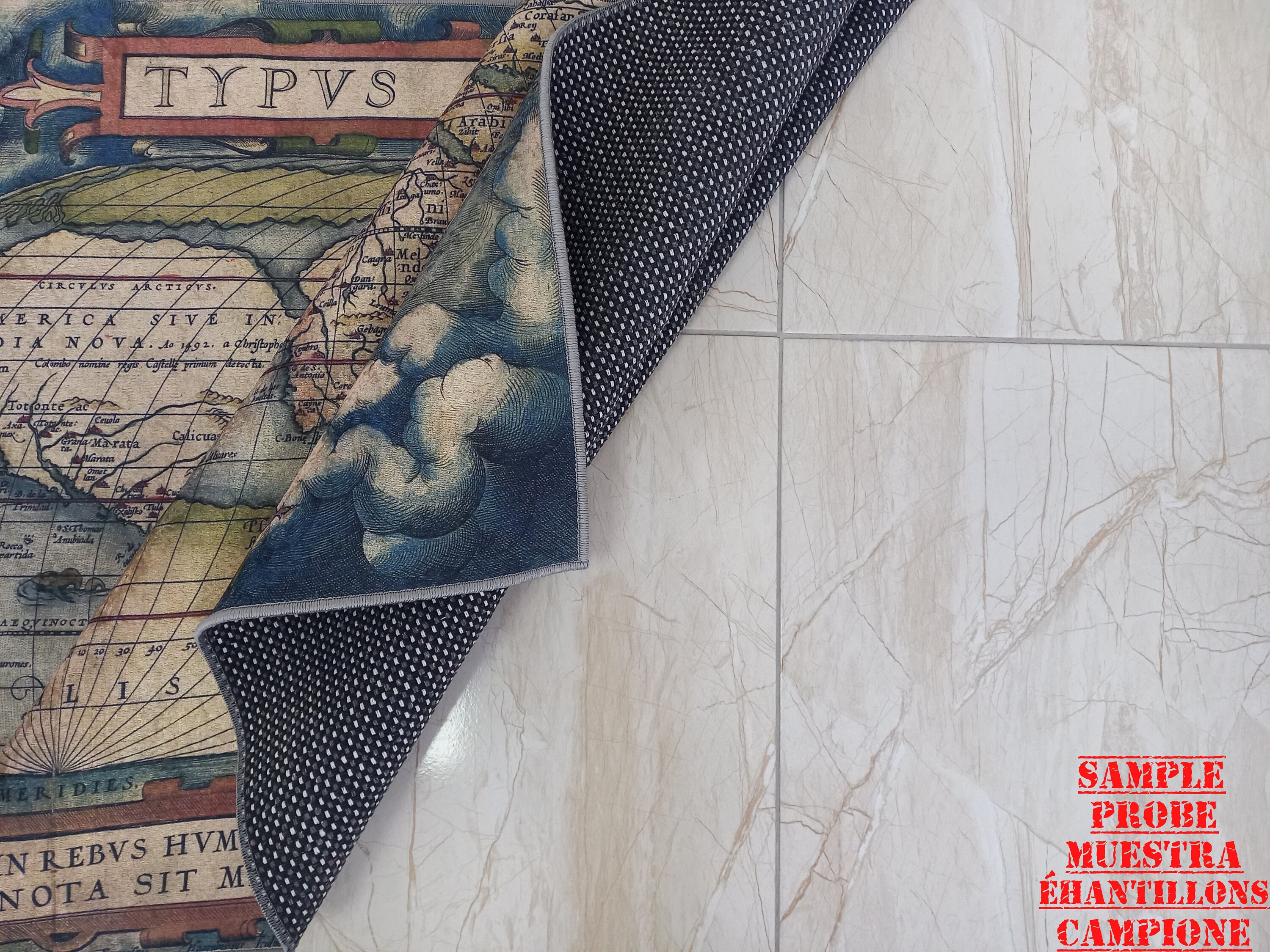 World Map Rug, Typus Orbis Terrarum Rug, Map Rug, Geography Themed ...