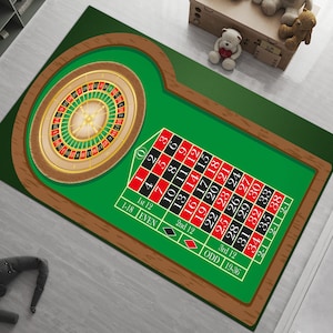 Roulette Casino Rug, Roulette Themed Rug, Poker Design Rug, Game Table ...