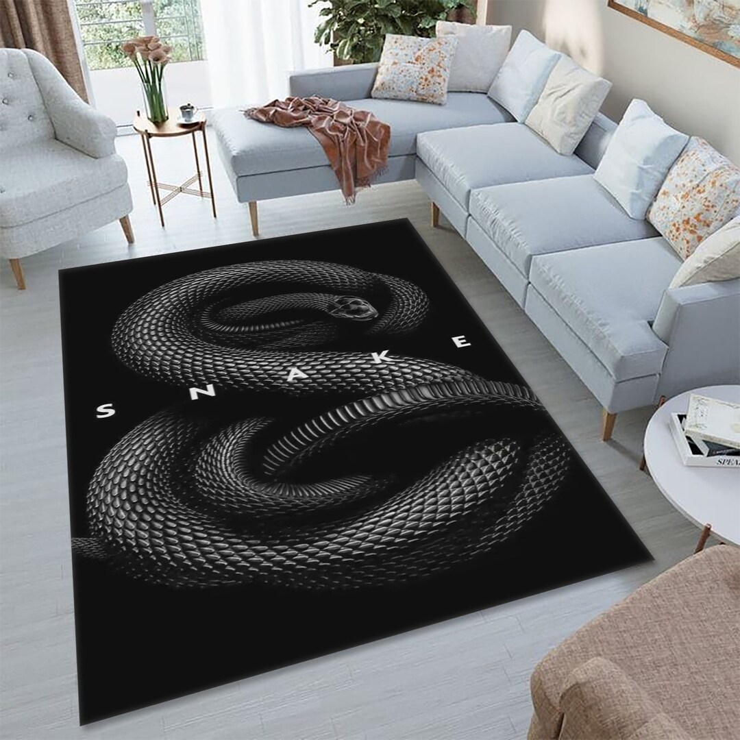 Snake Rug, Black Themed Rug, Animal Themed Rug, Fashion Rug, Custom Rug ...