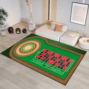 Roulette Casino Rug, Roulette Themed Rug, Poker Design Rug, Game Table ...