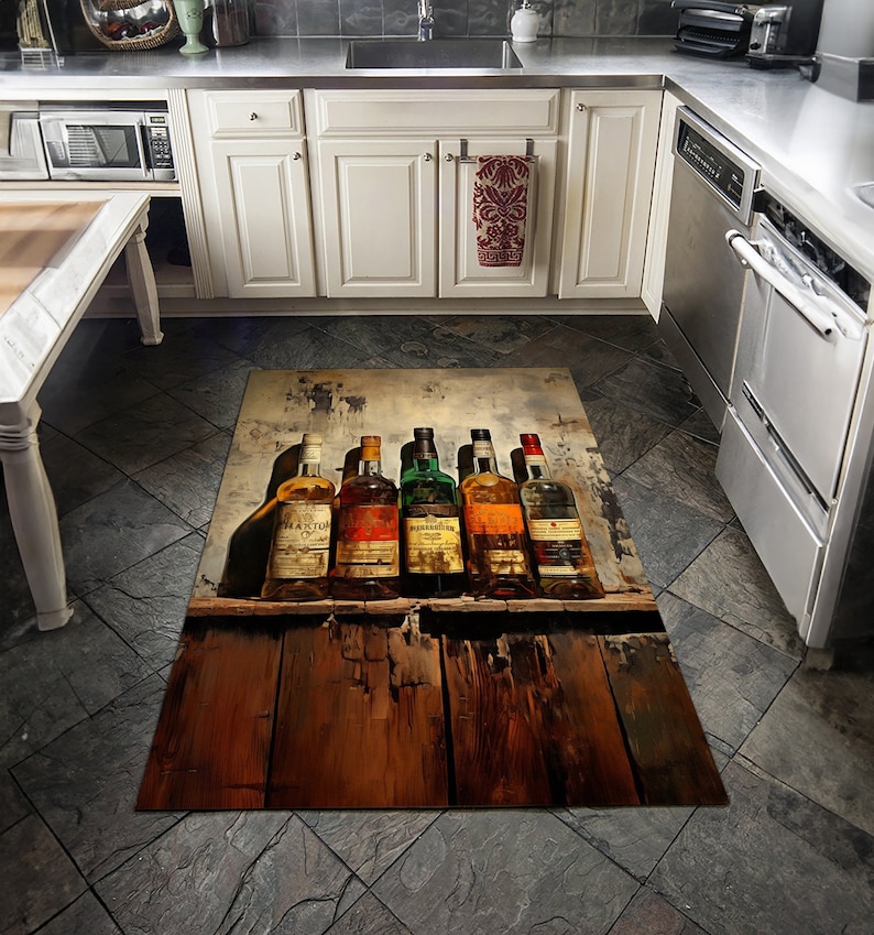 Wine Rug, Whiskey Design Rug, Beer Drink Themed, Alcohol Decor Rug ...